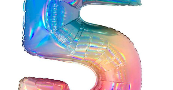 Palloncini Mylar Numero 5 Rainbow (40 Pollici)